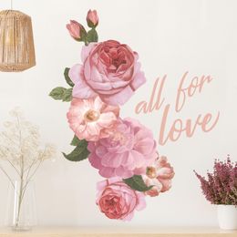 Bilderwelten Wandtattoo Spr&uuml;che modern selbstklebend rosa - Pinke Gartenrosen - Rose Wohnzimmer Schlafzimmer