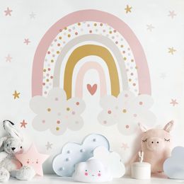 Bilderwelten Wandtattoo Himmel Digital Art selbstklebend Wandaufkleber - Regenbogen mit Wolken Rosa - Herz Kinderzimmer Baby M&auml;dchen Jungen