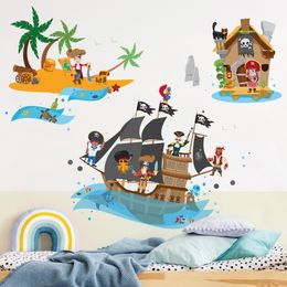 Bilderwelten Wandtattoo Fahrzeuge Digital Art selbstklebend bunt - Piratenschiff Schatzinsel Mega Set - Boot Schiff & U-Boot Kinderzimmer Baby M&auml;dchen Jungen