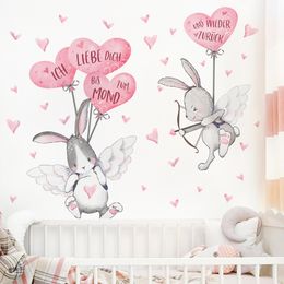 Bilderwelten Wandtattoo Tiere Illustration selbstklebend rosa - Ich liebe dich Hasen Rosa - Herz Kinderzimmer Baby M&auml;dchen Jungen
