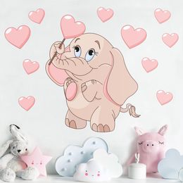 Bilderwelten Wandtattoo Tiere modern selbstklebend Wandaufkleber - Elefantenbaby mit rosa Herzen - Herz Kinderzimmer Baby M&auml;dchen Jungen