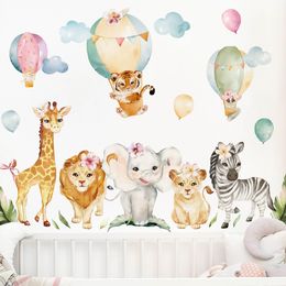 Bilderwelten Wandtattoo Tiere Illustration Aquarell Wandaufkleber - Aquarell Safari Ballon Tiere Set - Elefant Kinderzimmer Baby M&auml;dchen Jungen