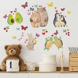 Bilderwelten Wandtattoo Tiere Abstrakt Aquarell bunt - Mr. & Mrs. Panda - Verliebte P&auml;rchen - Wandsticker Kinderzimmer Baby M&auml;dchen Jungen