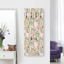 Bilderwelten Wandgarderobe Rosa Kakadus mit Blumen