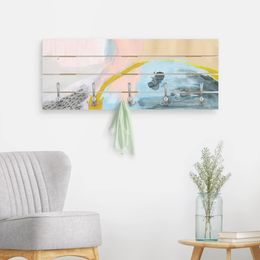 Bilderwelten Wandgarderobe rosa originell Abstrakt Aquarell - Verschwommener Tagesanbruch I - Deko Garderobenpaneel Flur