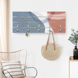 Bilderwelten Wandgarderobe blau originell Abstrakt Aquarell - Orbit mit Punkten I - Deko Garderobenpaneel Flur