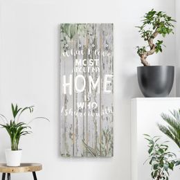 Bilderwelten Wandgarderobe Holzpalette Shabby Tropical - Home is