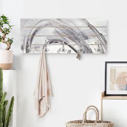 Bilderwelten Wandgarderobe einzigartig originell Abstrakt Aquarell - Sonar Schwarz Wei&szlig; II - Deko Garderobenpaneel Flur