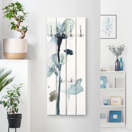 Bilderwelten Wandgarderobe einzigartig Blumen Abstrakt Aquarell - Mitternachtsbl&uuml;ten I - Deko Garderobenpaneel Flur