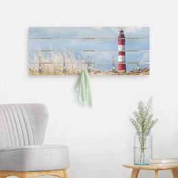 Bilderwelten Wandgarderobe Holzpalette Leuchtturm in den Dünen