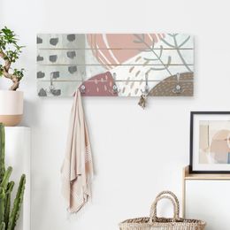 Bilderwelten Wandgarderobe beige originell Abstrakt Flurgarderobe - Karneval der Formen in Beere I - Deko Garderobenpaneel Flur