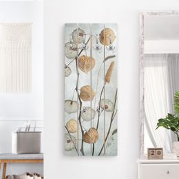 Bilderwelten Wandgarderobe beige Blumen Vintage Flurgarderobe - Lampionfr&uuml;chte im Herbst - Pflanzen Garderobenpaneel Flur
