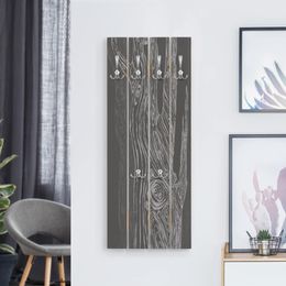 Bilderwelten Wandgarderobe einzigartig Wald Illustration Flurgarderobe - No.MW20 Wohnwald Anthrazit-Grau - B&auml;ume Garderobenpaneel Flur