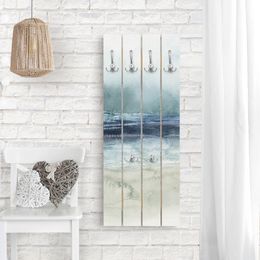 Bilderwelten Wandgarderobe blau Strand Abstrakt Aquarell - Mariner Nebel I - Deko Garderobenpaneel Flur