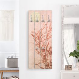 Bilderwelten Wandgarderobe Goldene Sonne mit Rosa Bambus