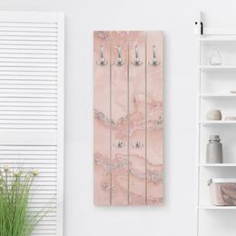 Bilderwelten Wandgarderobe einzigartig originell Abstrakt Steinoptik - Farbexperimente Marmor Rose und Glitzer - Beton Garderobenpaneel Flur