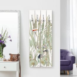 Bilderwelten Wandgarderobe einzigartig Tiere Tropisch Flurgarderobe - Flamingo und Storch mit Pflanzen - Pflanzen Garderobenpaneel Flur