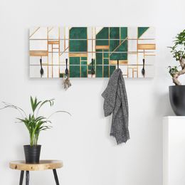 Bilderwelten Wandgarderobe Emerald und Gold Geometrie