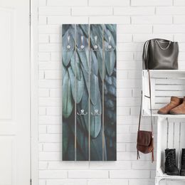 Bilderwelten Wandgarderobe einzigartig Federn Motiv Flurgarderobe - Federn in Aquamarin - Feder Garderobenpaneel Flur