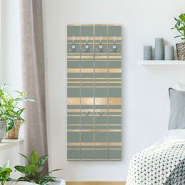 Bilderwelten Wandgarderobe Goldene Streifen vor Gr&uuml;n