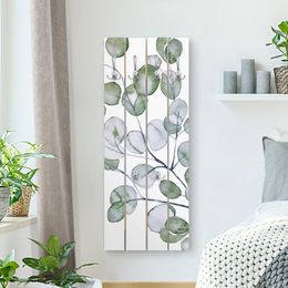 Bilderwelten Wandgarderobe einzigartig originell Tropisch Aquarell - Gr&uuml;nes Aquarell Eukalyptuszweig - Pflanzen Garderobenpaneel Flur