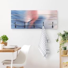 Bilderwelten Wandgarderobe Melierter Farbtanz in Blau mit Rot