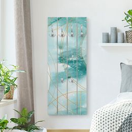 Bilderwelten Wandgarderobe einzigartig originell Abstrakt Aquarell - Magischer goldener Sternenhimmel II - Himmel Garderobenpaneel Flur