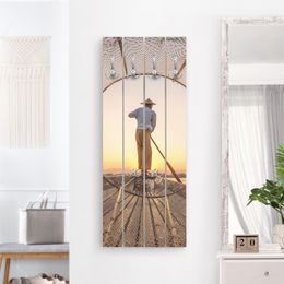 Bilderwelten Wandgarderobe einzigartig Natur Motiv Flurgarderobe - Intha Fischer am Morgen - Asia Garderobenpaneel Flur