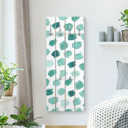 Bilderwelten Wandgarderobe einzigartig Illustration Aquarell - Aquarell Kleckse in Mintgr&uuml;n - Deko Garderobenpaneel Flur
