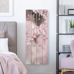 Bilderwelten Wandgarderobe einzigartig Blumen Motiv Flurgarderobe - Kirschbl&uuml;te im Violetten Licht - Kirschbl&uuml;te Garderobenpaneel Flur