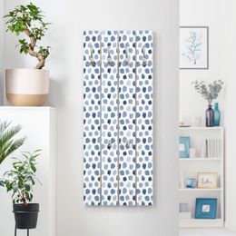 Bilderwelten Wandgarderobe einzigartig Illustration Aquarell - Aquarell Kleckse in Indigo - Punkte Garderobenpaneel Flur