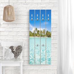 Bilderwelten Wandgarderobe einzigartig Strand Tropisch Flurgarderobe - Crystal Clear Water - Karibik Garderobenpaneel Flur