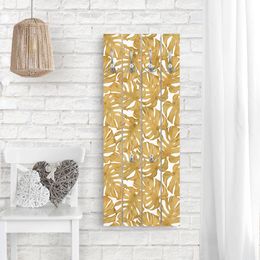 Bilderwelten Wandgarderobe Aquarell Monstera Bl&auml;tter in Gold