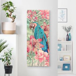Bilderwelten Wandgarderobe Blumenparadies tropischer Papagei
