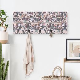 Bilderwelten Wandgarderobe Altmeisterliche Bl&uuml;ten mit Tulpen und Rosen auf Rosa