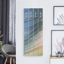 Bilderwelten Wandgarderobe einzigartig originell Abstrakt Flurgarderobe - Melierter Farbtanz Rosa Gelb mit T&uuml;rkis - Deko Garderobenpaneel Flur