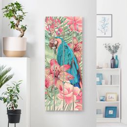 Bilderwelten Wandgarderobe Blumenparadies tropischer Papagei