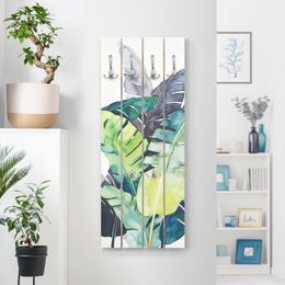 Bilderwelten Wandgarderobe Holzpalette Exotisches Blattwerk - Banane
