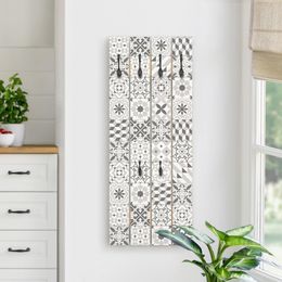 Bilderwelten Wandgarderobe Holzpalette Geometrischer Fliesenmix Grau