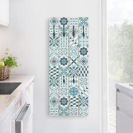Bilderwelten Wandgarderobe Holzpalette Geometrischer Fliesenmix T&uuml;rkis