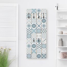 Bilderwelten Wandgarderobe Holzpalette Geometrischer Fliesenmix Blaugrau