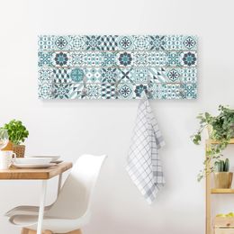 Bilderwelten Wandgarderobe Holzpalette Geometrischer Fliesenmix T&uuml;rkis