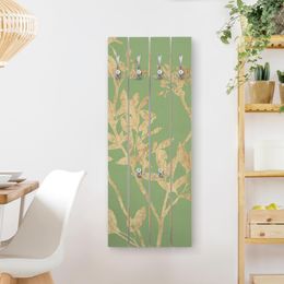 Bilderwelten Wandgarderobe Holzpalette Goldene Bl&auml;tter auf Lind II