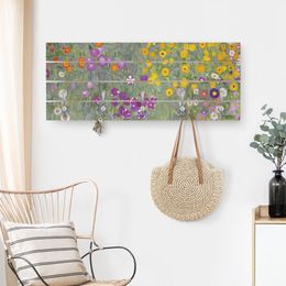 Bilderwelten Wandgarderobe violett Blumen modern Flurgarderobe - Gustav Klimt - Bauerngarten - Deko Garderobenpaneel Flur
