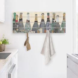 Bilderwelten Wandgarderobe gr&uuml;n Kulinarisch Illustration Aquarell - Entkorkt - Champagner - Getr&auml;nke Garderobenpaneel Flur