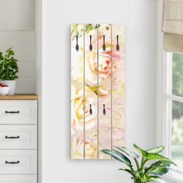 Bilderwelten Wandgarderobe Holzpalette Aquarell Blumen Rosen
