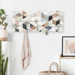 Bilderwelten Wandgarderobe pastell originell Vintage Aquarell - Aquarell-Mosaik mit Dreiecken I - Geometrisch Garderobenpaneel Flur