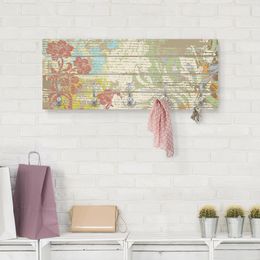 Bilderwelten Wandgarderobe einzigartig Blumen Vintage Flurgarderobe - Bl&uuml;ten vergangener Zeit - Retro Garderobenpaneel Flur