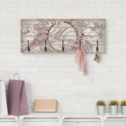 Bilderwelten Wandgarderobe Holzpalette Welcome with Butterfly