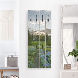 Bilderwelten Wandgarderobe Holzpalette Bergblick Wiesenpfad